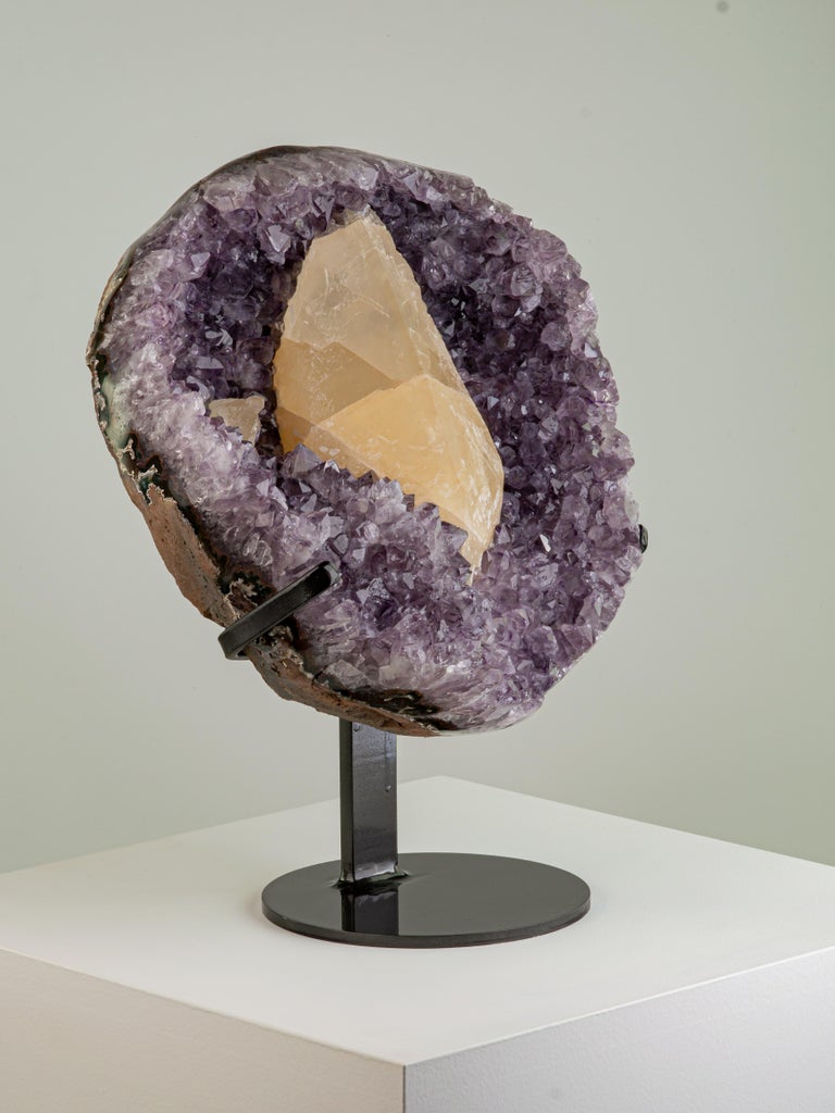 Lilac Half Geode with a Calcite Formation For Sale at 1stDibs