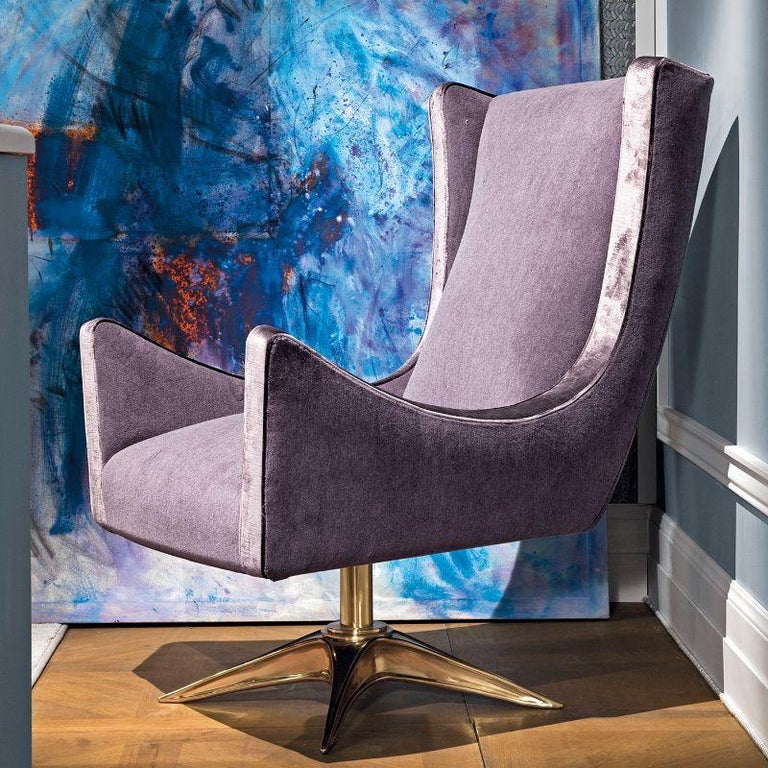 Lilac Jacquard Swivel Armchair For Sale at 1stDibs