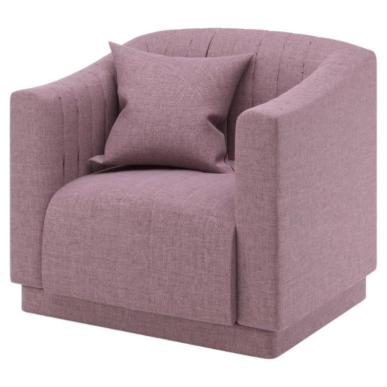 Lilac Linen Modern Uphostery Armchair For Sale at 1stDibs