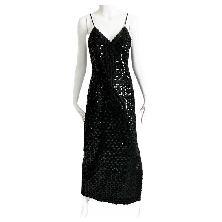 Lilli Diamond Evening Gown Black Knit Sequins Sexy Formal Dress Vintage ...