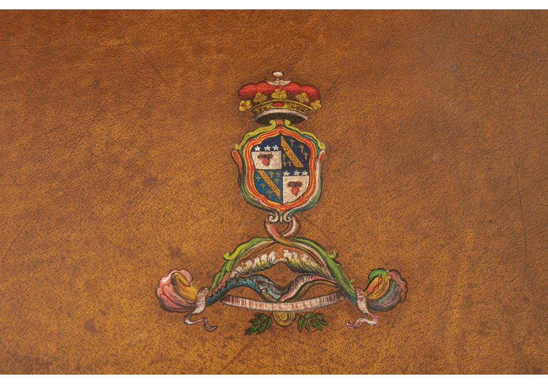 Lillian August Walnut And Leather Cabinet With Decorative Heraldic ...