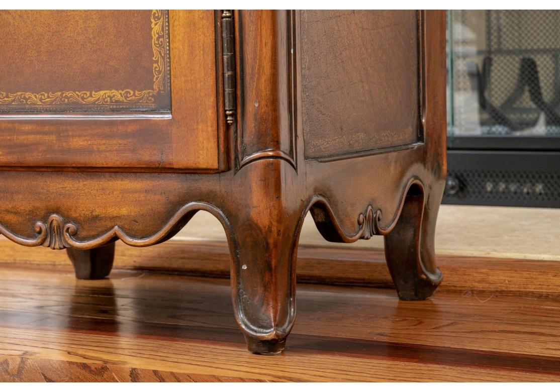 Lillian August Walnut And Leather Cabinet With Decorative Heraldic ...