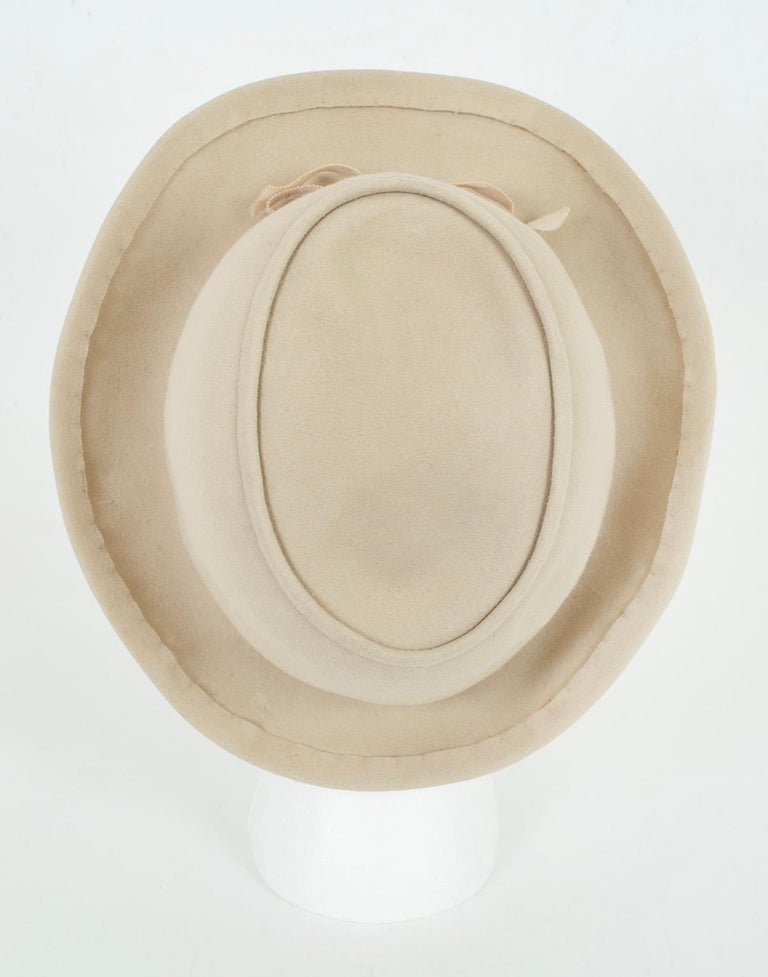 Lilly Daché Halston-Designed Beige Soft Fedora Spy Hat w Ribbon Band ...