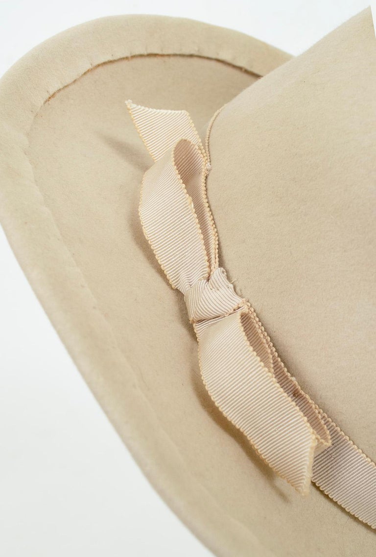Lilly Daché Halston-Designed Beige Soft Fedora Spy Hat w Ribbon Band ...
