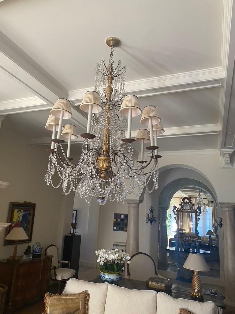 Lilly French Basket Crystal Chandelier with 10 Lamps For Sale at 1stDibs