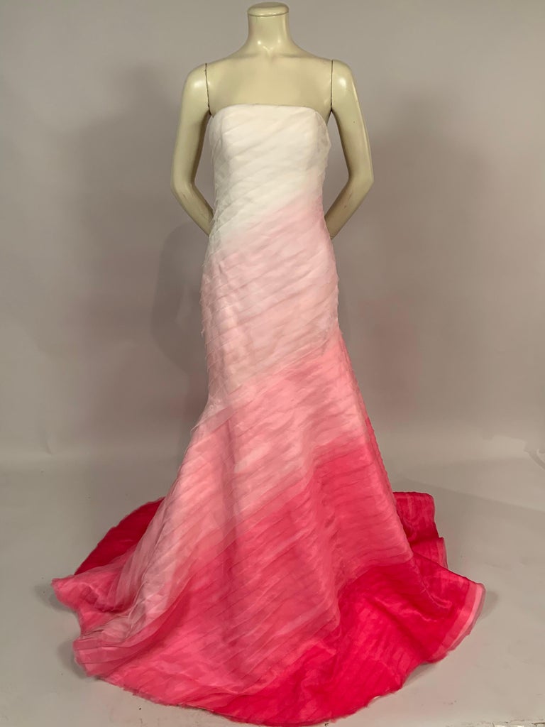 Lilly Pulitzer Silk Organza White to Shocking Pink Evening or Wedding ...