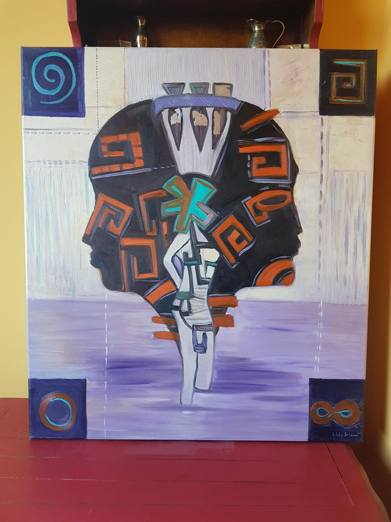 Lilly Sotirova - Cultural Heritage - Abstract Oil Painting Lilac Orange ...