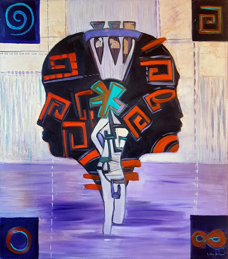 Lilly Sotirova - Cultural Heritage - Abstract Oil Painting Lilac Orange ...