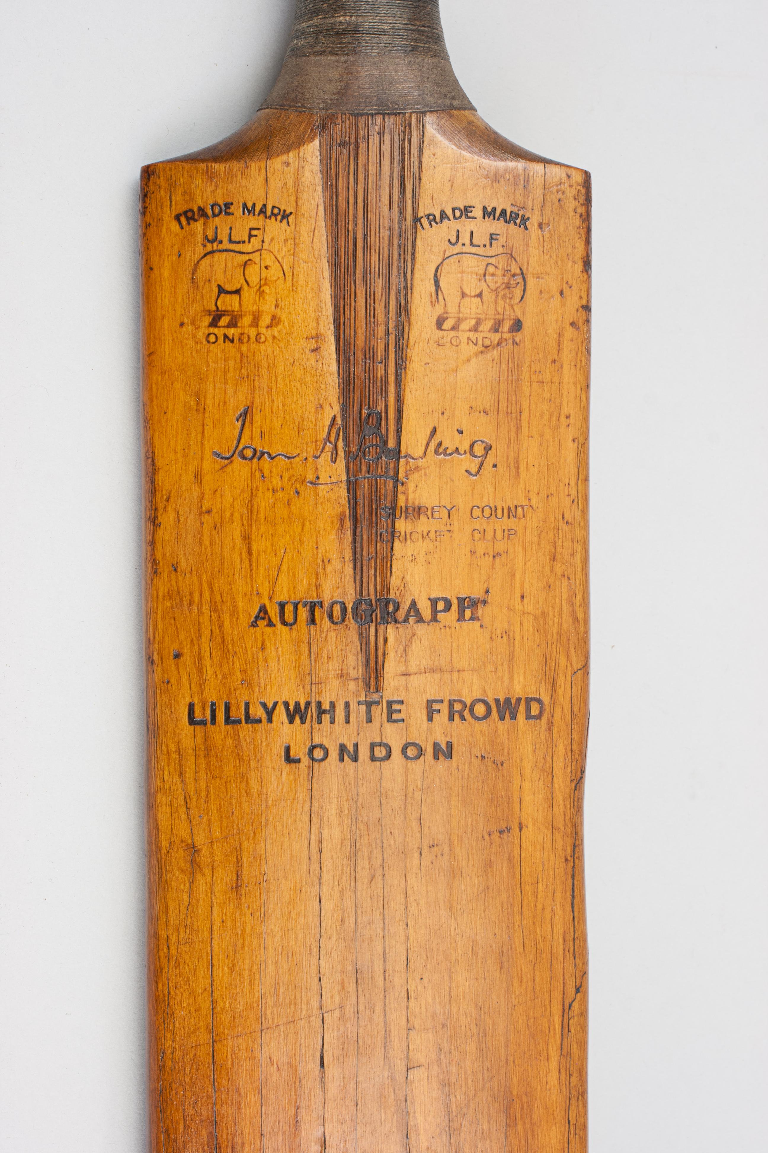 Lillywhite Frowd Cricket Bat, Autograph For Sale at 1stDibs