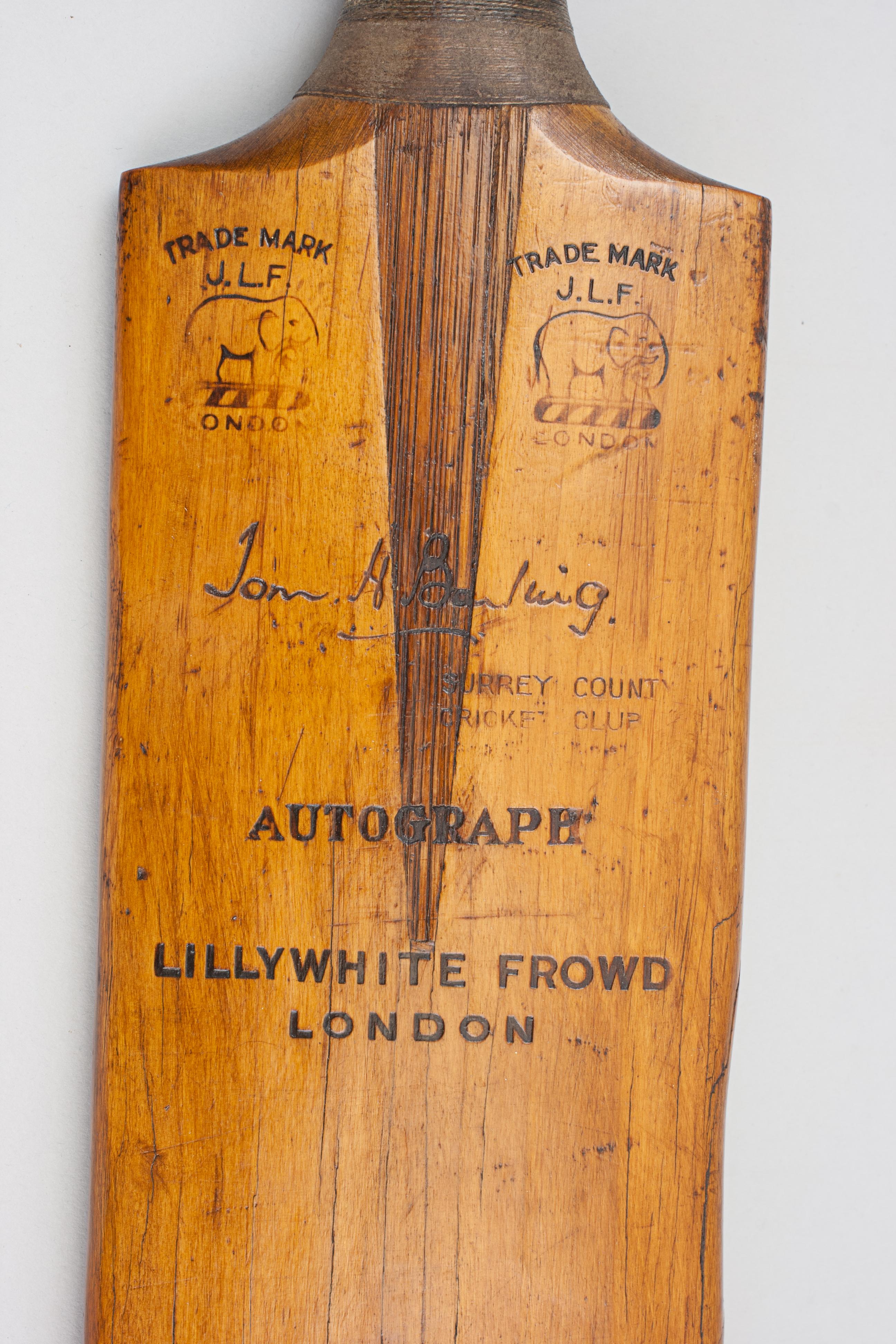 Lillywhite Frowd Cricket Bat, Autograph For Sale at 1stDibs