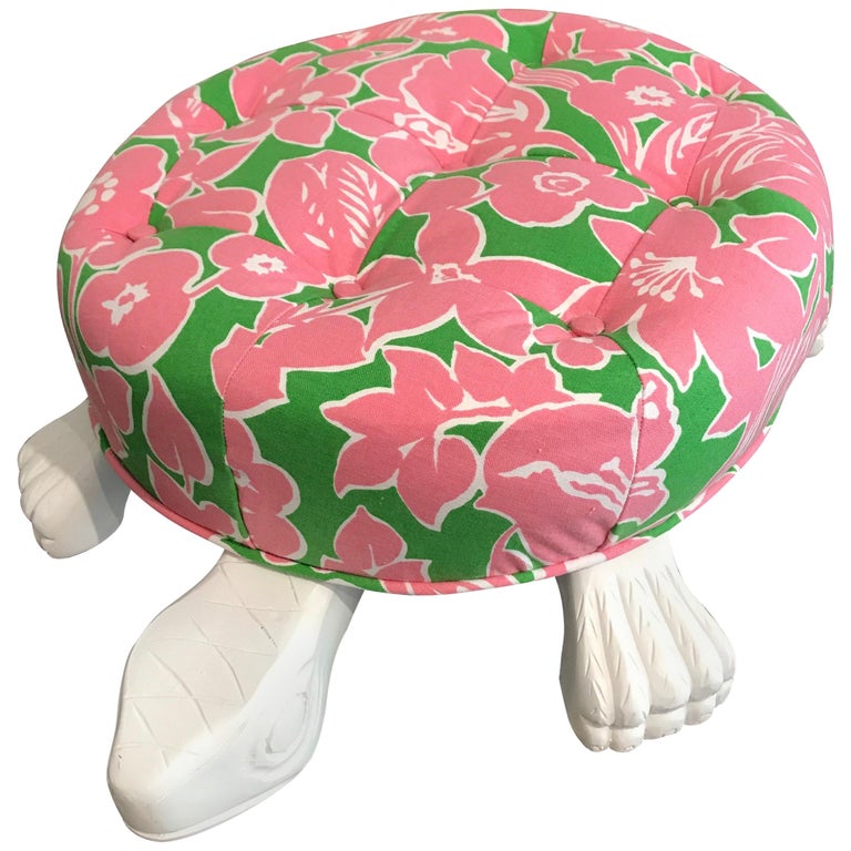 Lily Pulitzer Inspired Turtle Footstool at 1stDibs
