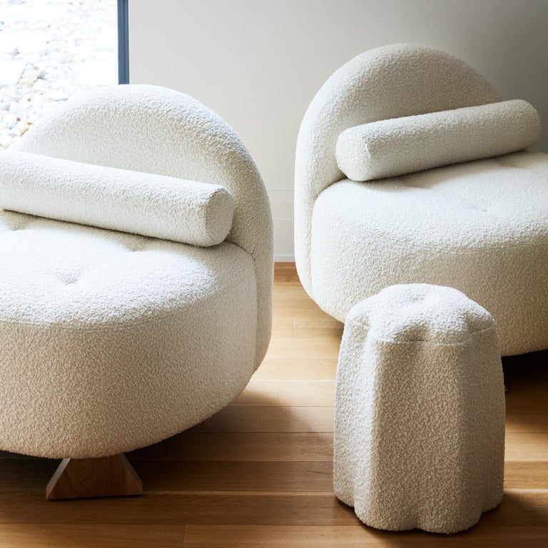 Lily Stool, Ivory Bouclé Stool by Christian Siriano For Sale at 1stDibs