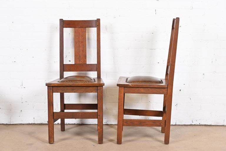 Limbert Mission Oak Arts and Crafts Dining Chairs, Set of Ten For Sale ...