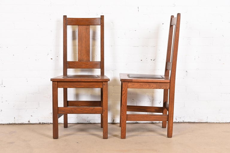 Limbert Mission Oak Arts and Crafts Dining Chairs, Set of Ten For Sale ...
