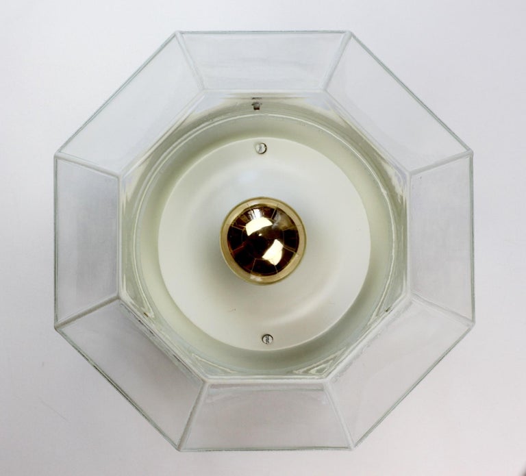 Limburg 1 of 5 Geometric White and Clear Glass 1970s Flush Mount Lights ...