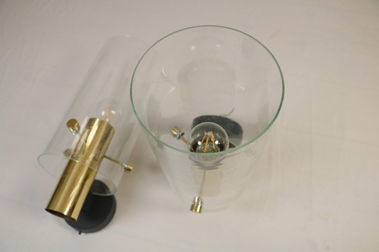 Limburg Glass and Brass Wall Sconces, 1970s, 1/2 For Sale at 1stDibs