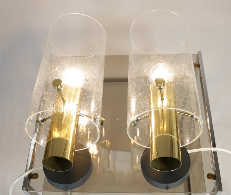 Limburg Glass and Brass Wall Sconces, 1970s, 1/2 For Sale at 1stDibs