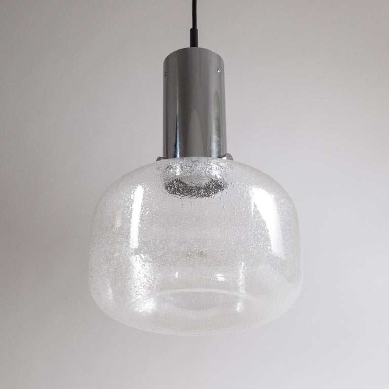Limburg Glass and Chrome Pendant, 1970s For Sale at 1stDibs