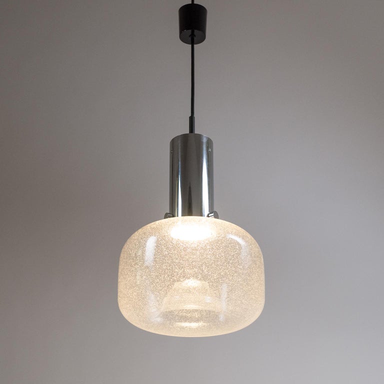 Limburg Glass and Chrome Pendant, 1970s For Sale at 1stDibs