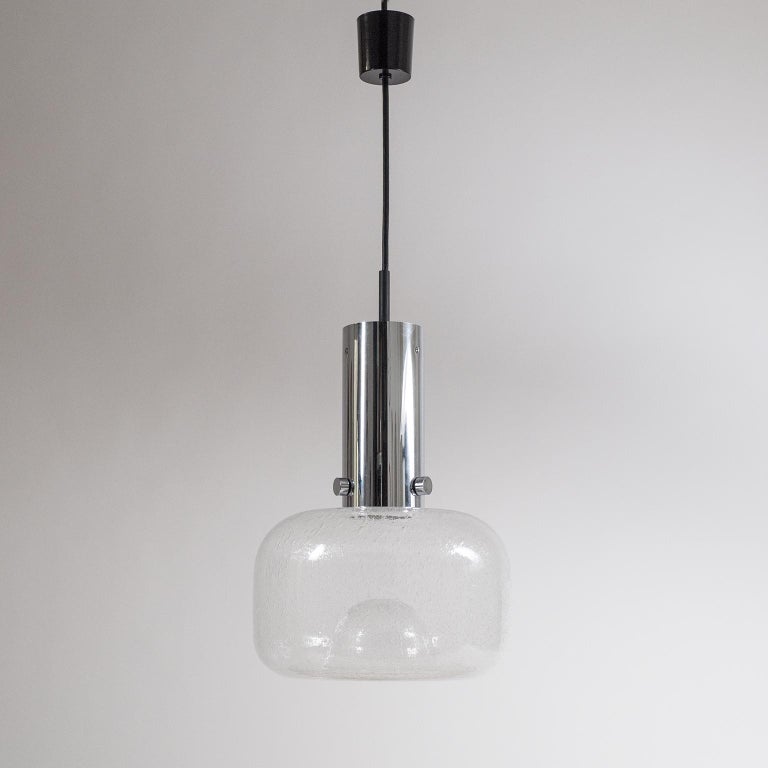 Limburg Glass and Chrome Pendant, 1970s For Sale at 1stDibs