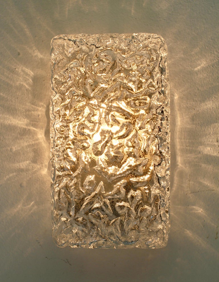 Limburg Single 1970s Vintage Textured Ice Glass Flush Mount Wall Light ...