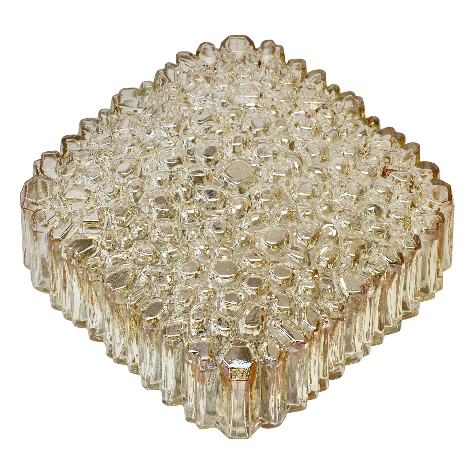 1970s Amber Glass Limburg Style Flush Mount Light Fixture by RZB ...