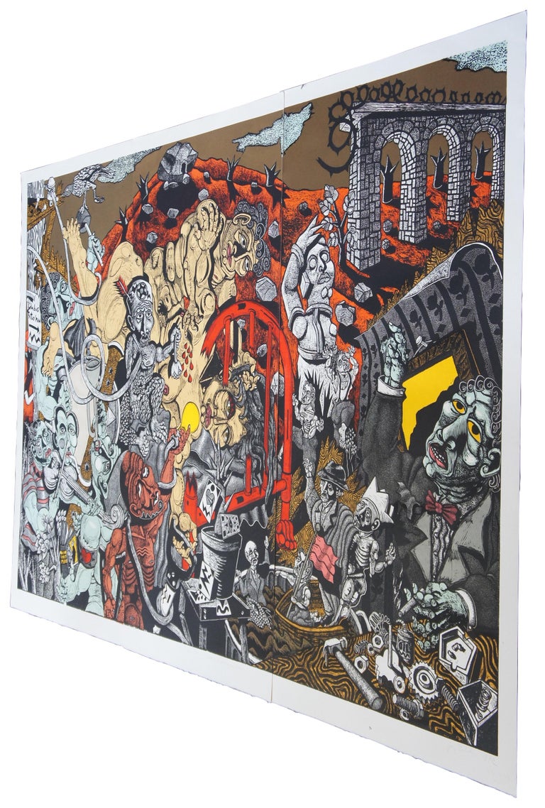 Limbus Fatu Orum Map of a Mechanical Opera by Jay Bolotin Woodcut Print ...