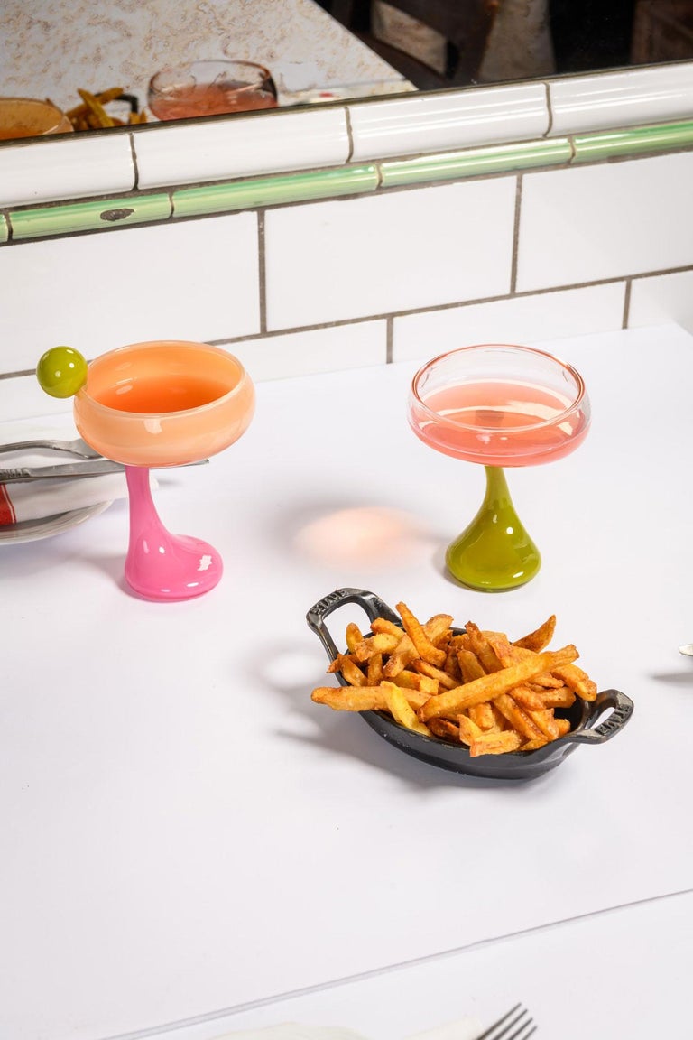 Lime, Creamy Melon and Pink Bon Bon Cocktail with a Twist Glass by ...