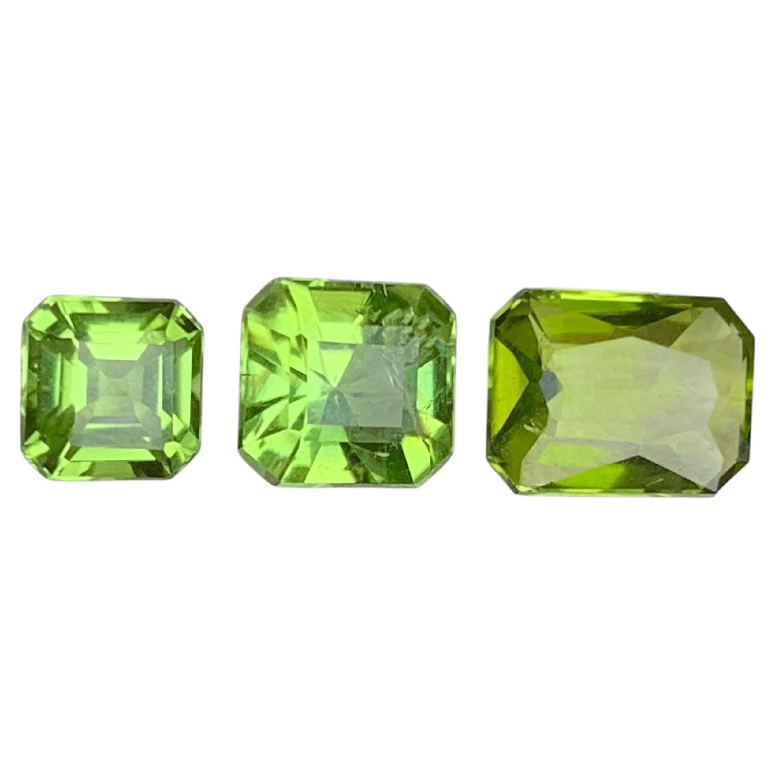 Vivid Green Natural Peridot Pair Emerald Cut 4.06 Ct Loose Gemstone for ...
