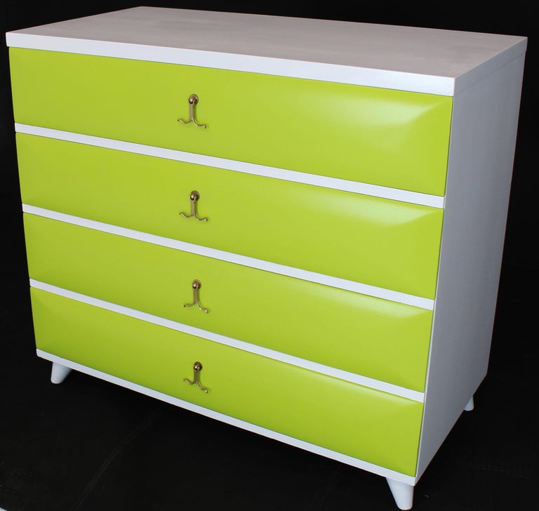 Lime Green White Lacquer Two-Tone Bachelor Chest Dresser Solid Mahogany ...