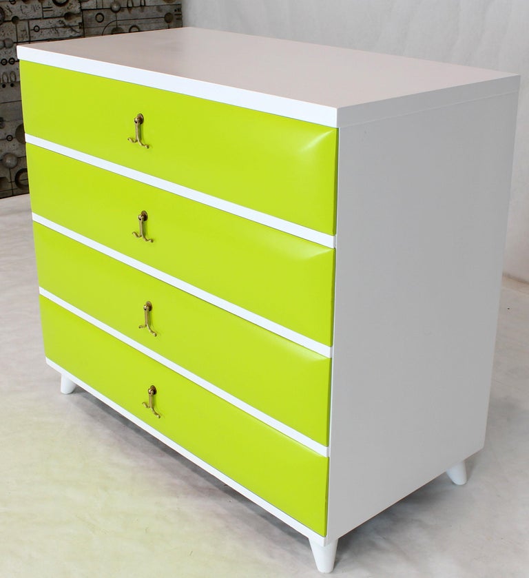 Lime Green White Lacquer Two-Tone Bachelor Chest Dresser Solid Mahogany ...