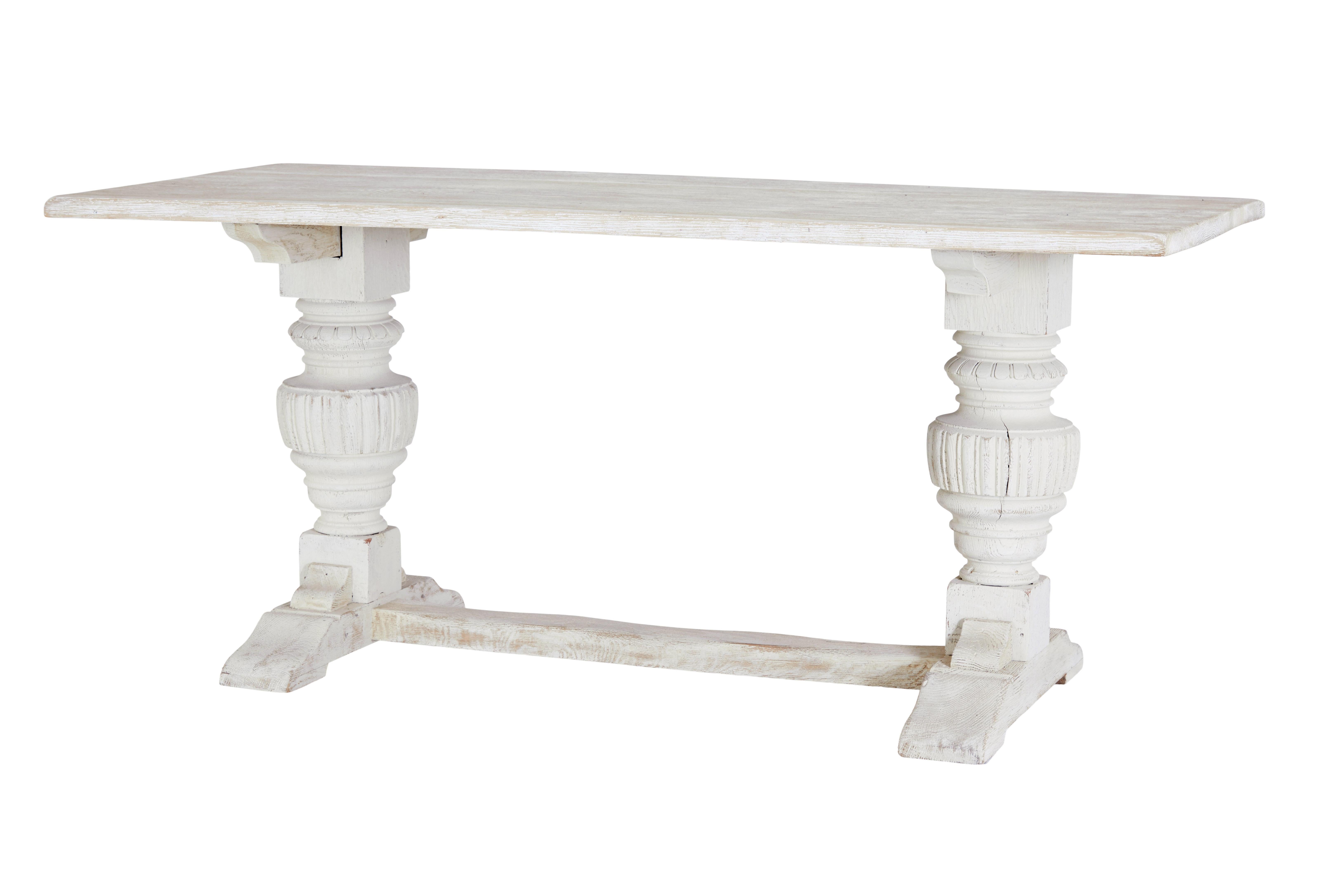 Limed Oak Baluster Support Dining Table For Sale at 1stDibs