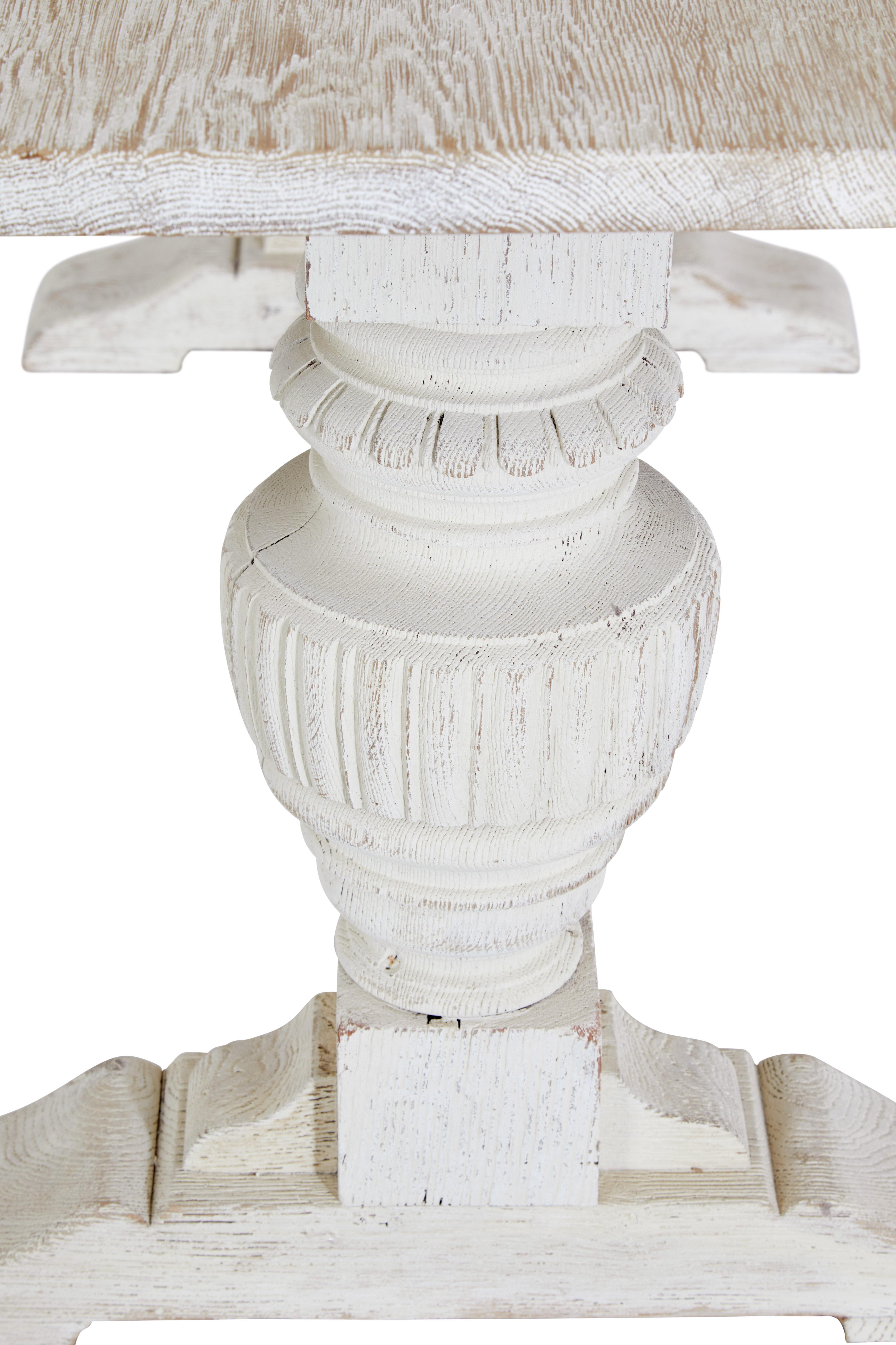 Limed Oak Baluster Support Dining Table For Sale at 1stDibs