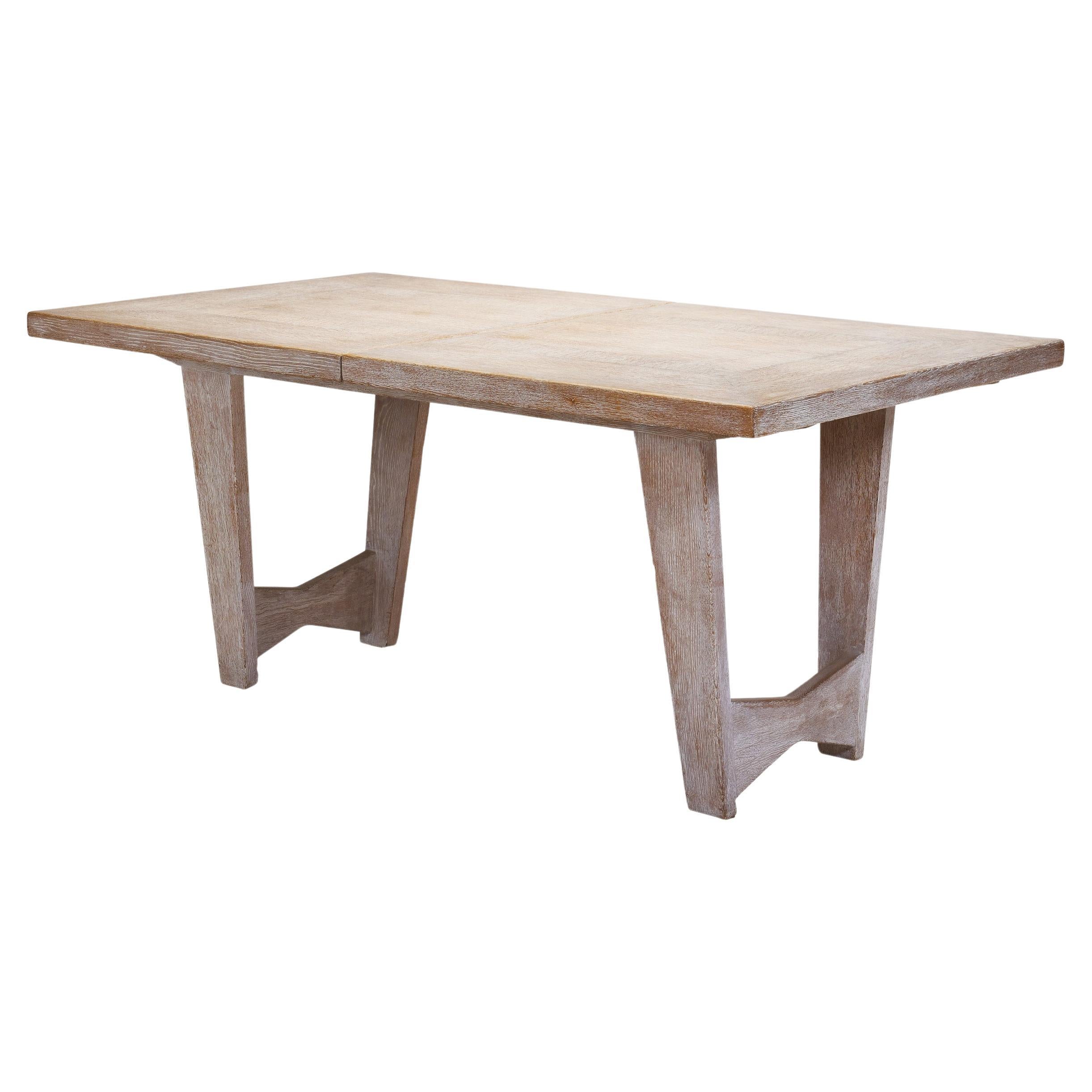 Limed Oak Dining Table with Removable Extensions, France Mid-20th ...