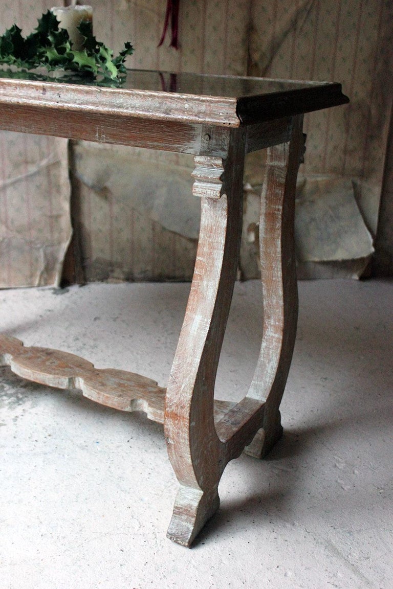 Limed Oak and Mirror Topped Italian Console Table, circa 1940 at 1stDibs