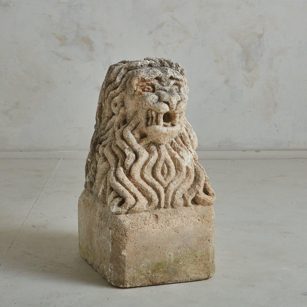 Limestone Lion Garden Statue, France 1960s at 1stDibs