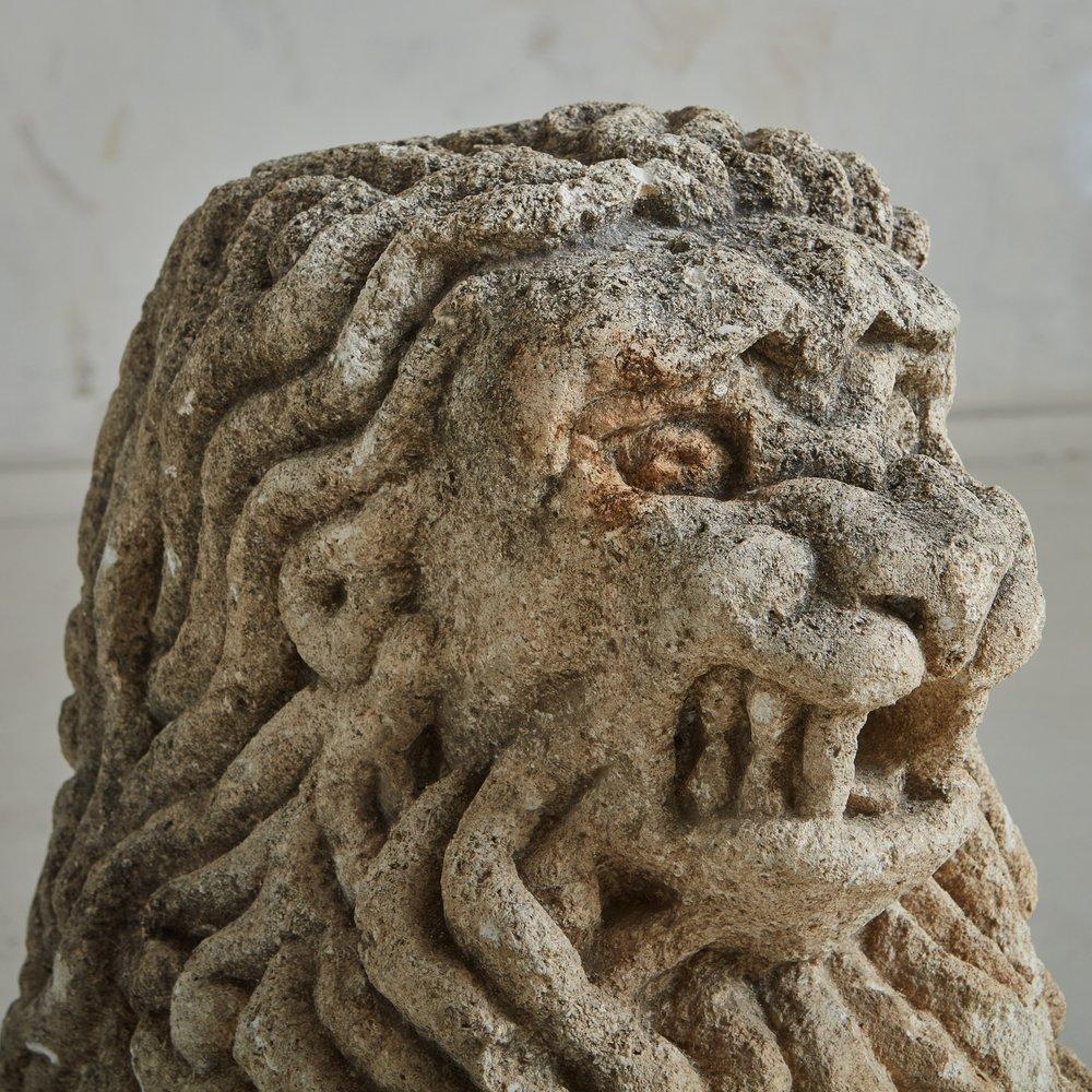 Limestone Lion Garden Statue, France 1960s at 1stDibs