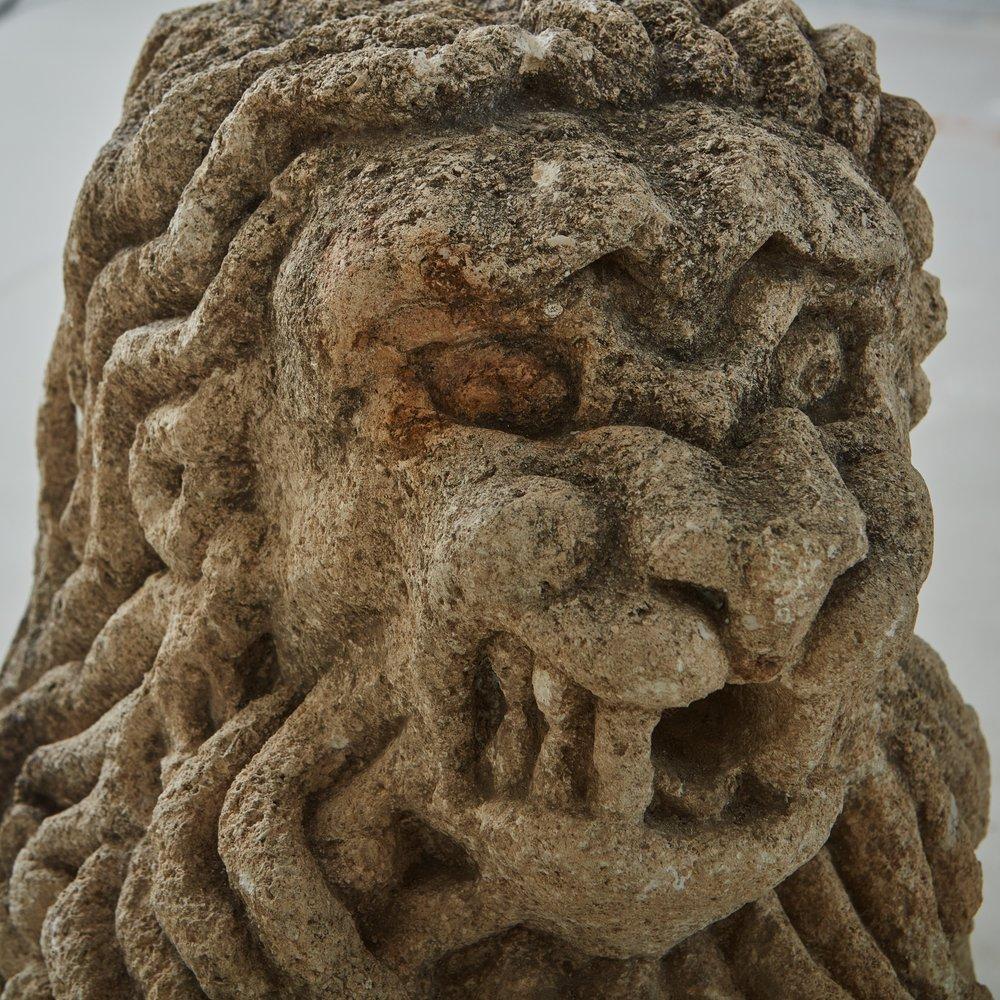 Limestone Lion Garden Statue, France 1960s For Sale at 1stDibs