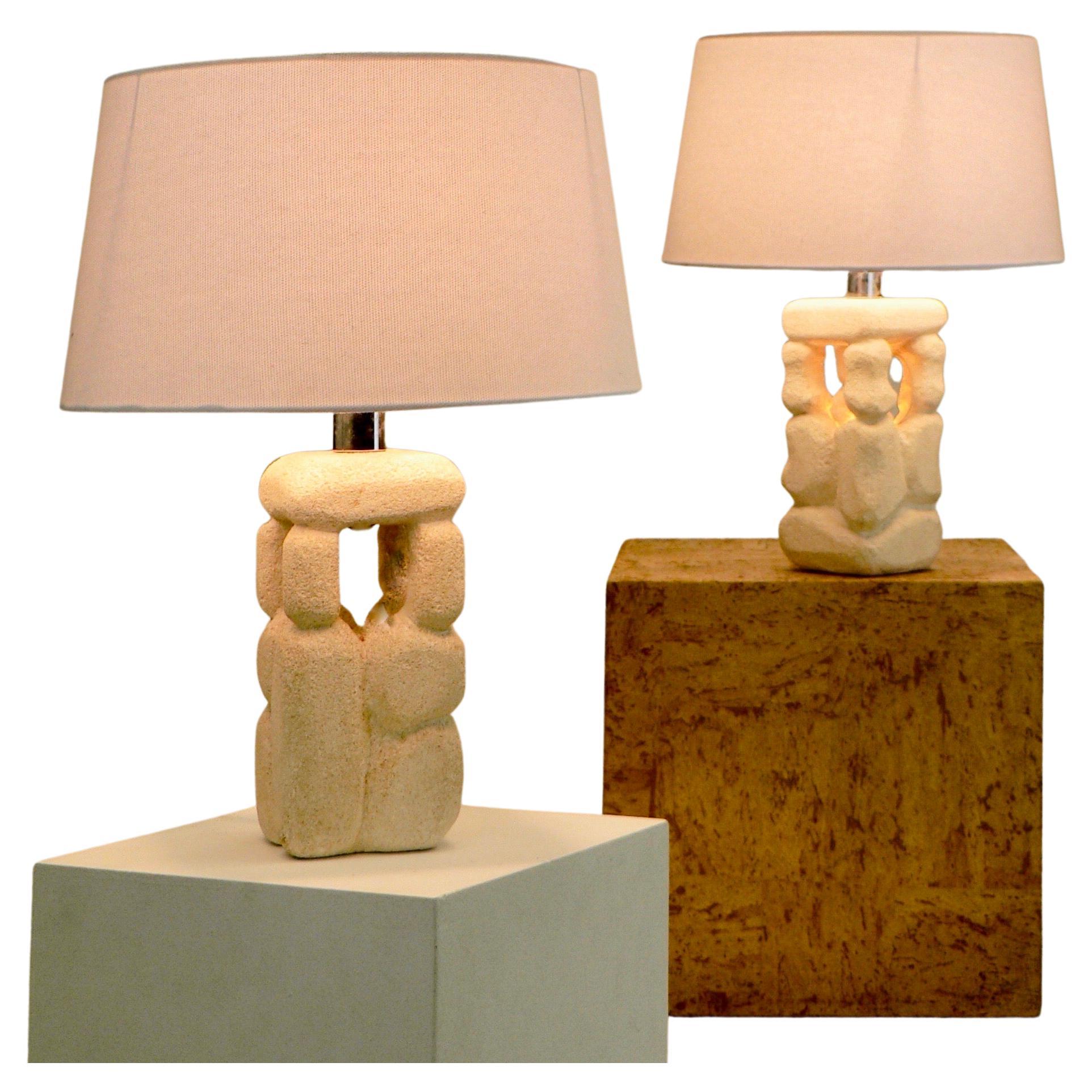 Limestone, Pair of Table Lamps, Albert Tormos, France, 1970 For Sale at ...