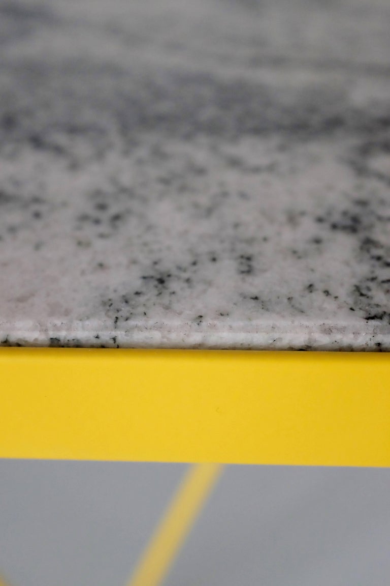 Yellow Modern Steel Console Table with Granite Top - Customizable For ...