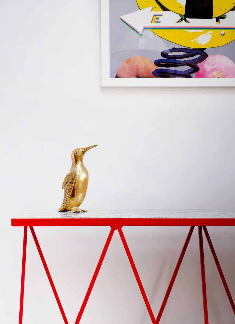 Yellow Modern Steel Console Table with Granite Top - Customizable For ...