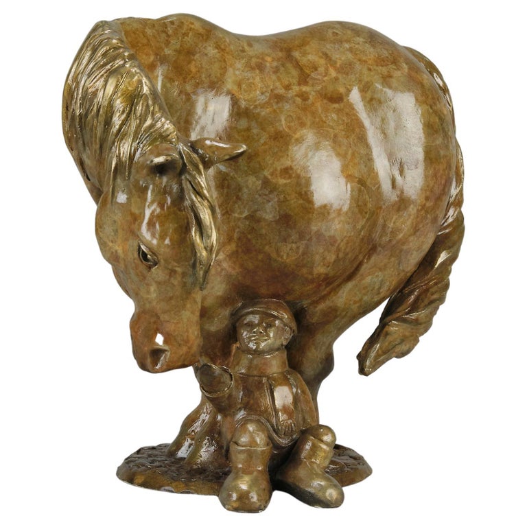 Sculpture en bronze en édition limitée intitulée « Faithful Friends » de Roxy Winterburn En ...