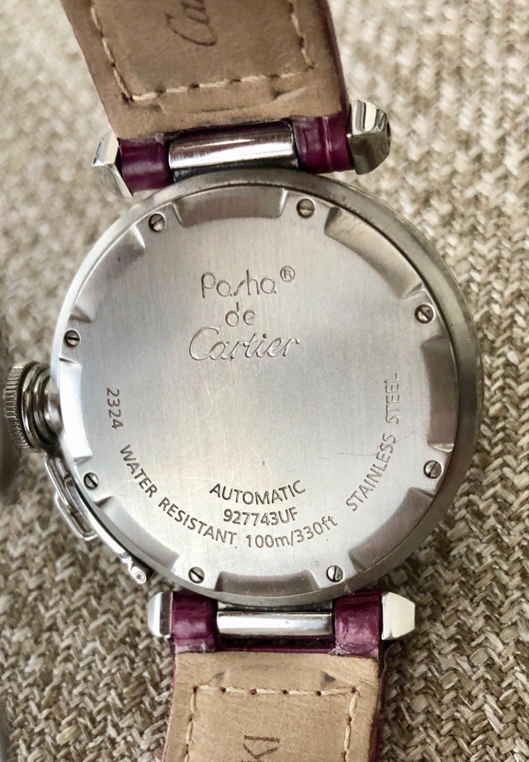 Limited Edition Cartier Pasha C Purple Stainless Steel Automatic Watch ...
