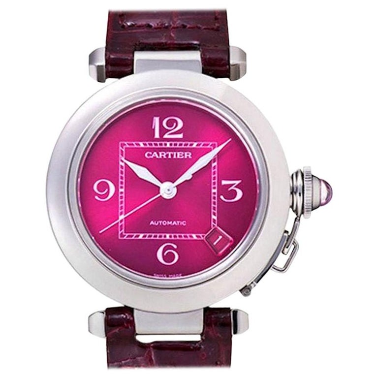 Limited Edition Cartier Pasha C Purple Stainless Steel Automatic Watch ...