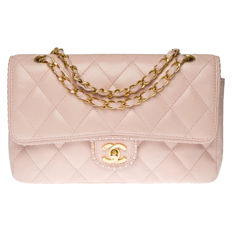 Limited Edition Chanel Timeless in pink and white quilted leather, gold ...