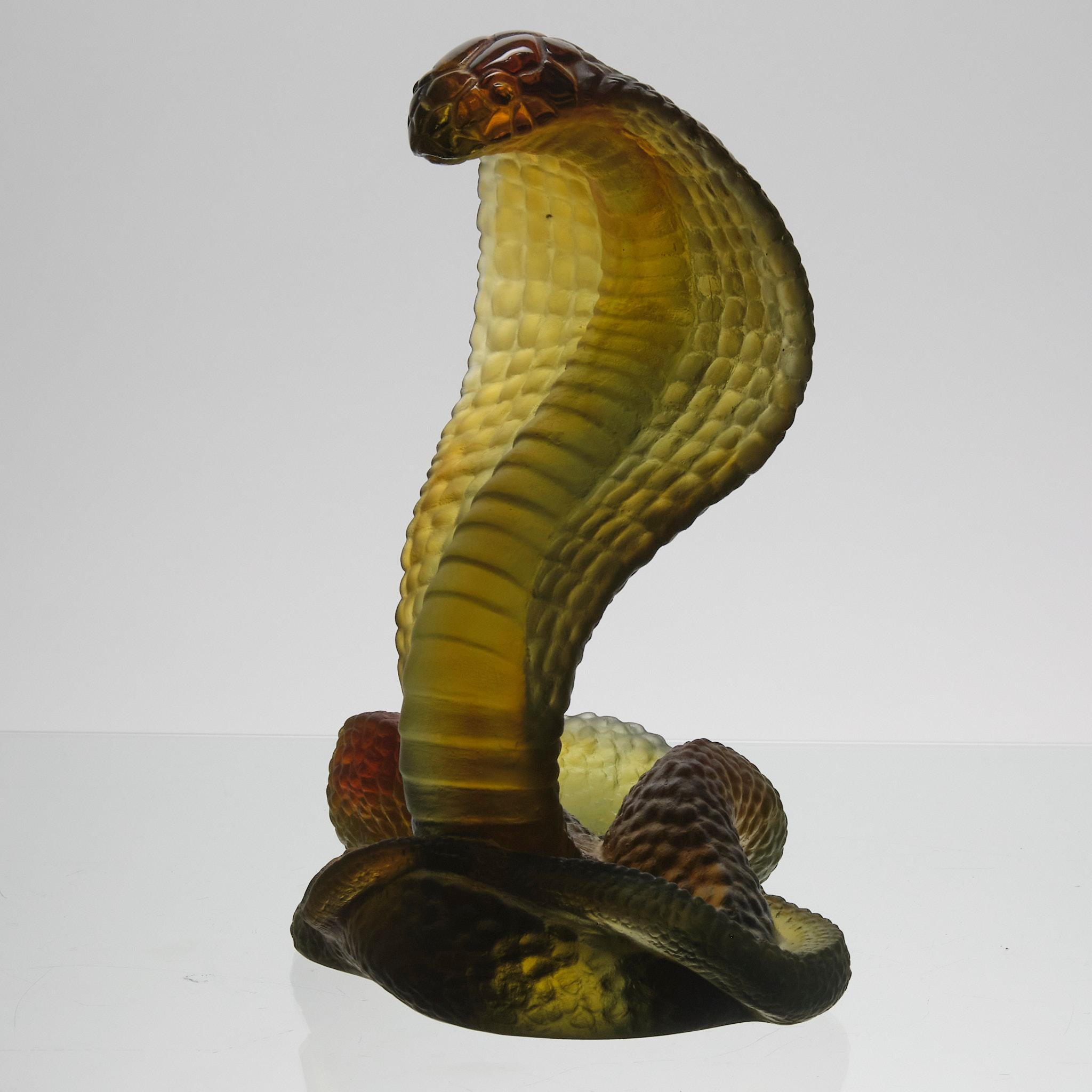 Limited Edition Contemporary Glass Sculpture entitled "Rearing Cobra ...
