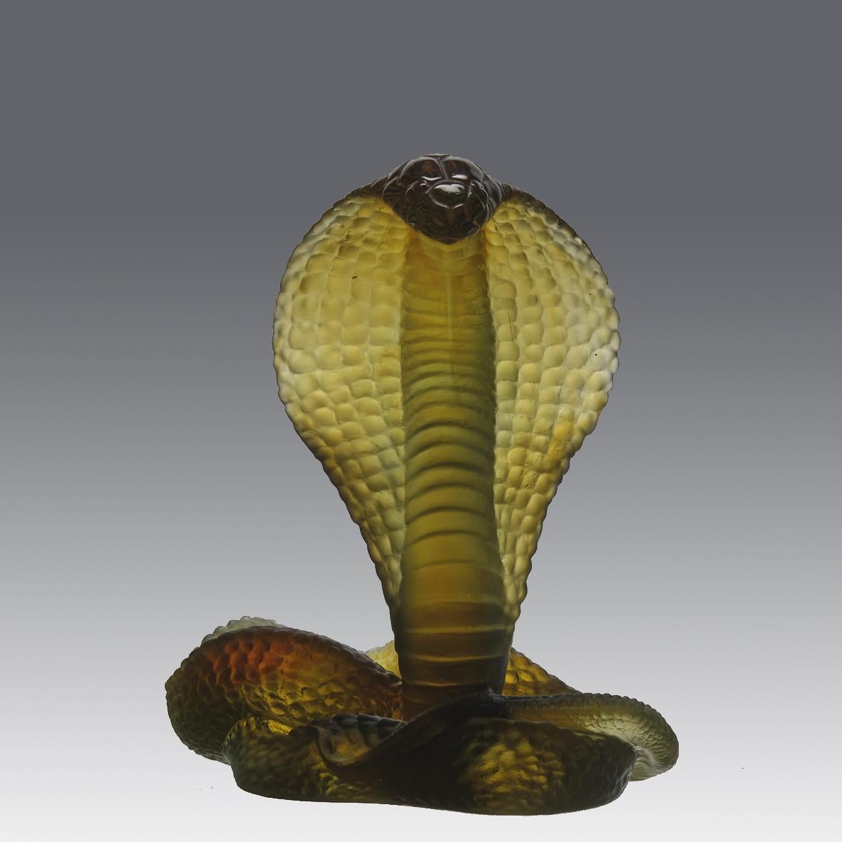 Limited Edition Contemporary Glass Sculpture entitled "Rearing Cobra ...