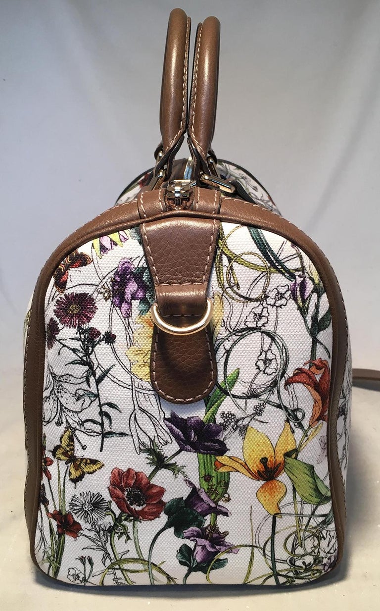 Limited Edition Gucci Vintage Web Floral Canvas Boston Bag For Sale at ...
