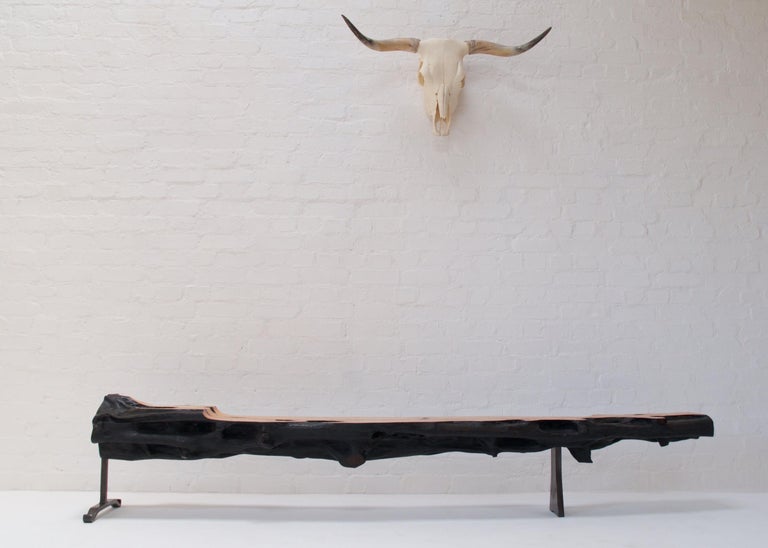Limited Edition Hand Sculpted Scottish Yew Log Bench For Sale at 1stDibs