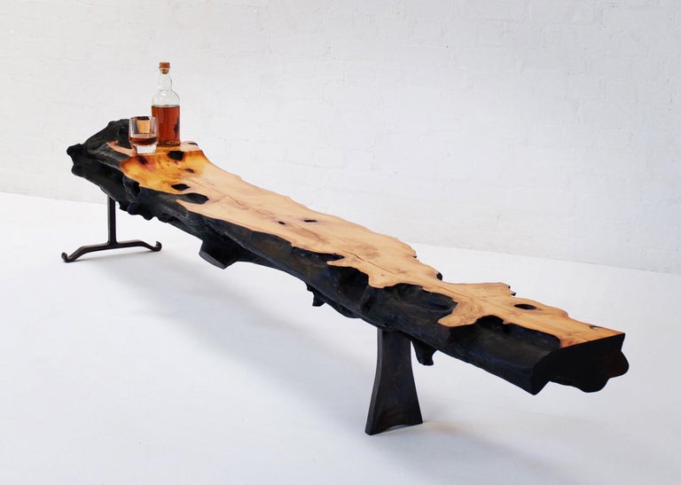 Limited Edition Hand Sculpted Scottish Yew Log Bench For Sale at 1stDibs
